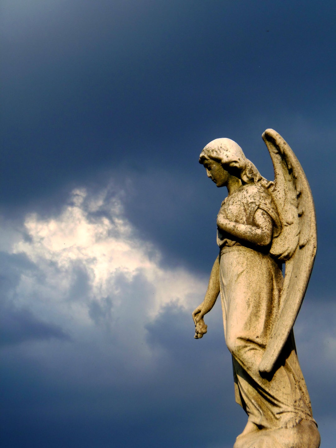 Storm Angel; Victorian Angel Faces a Storm; Nature's Stormy Backdrop ...