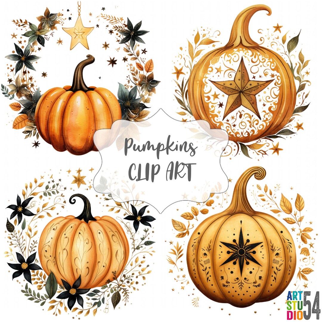 Autumn Fall Pumpkins Clip Art - Personal and Commercial Use ...