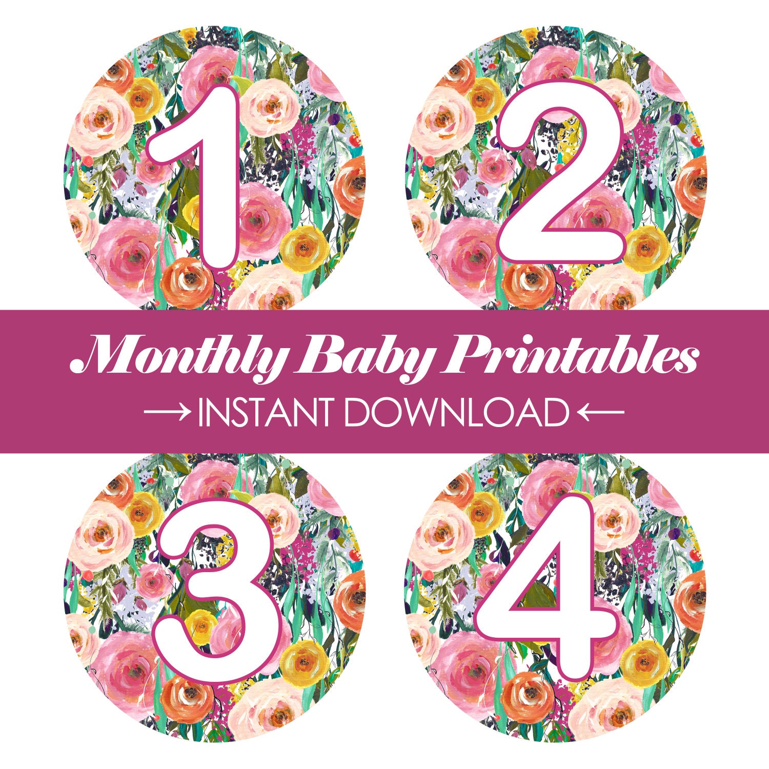 Monthly Baby Stickers Printable - Baby First Year - Monthly Milestones ...