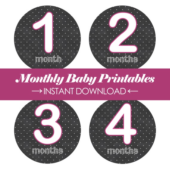 Monthly Baby Stickers Printable Baby First Year Monthly | Etsy