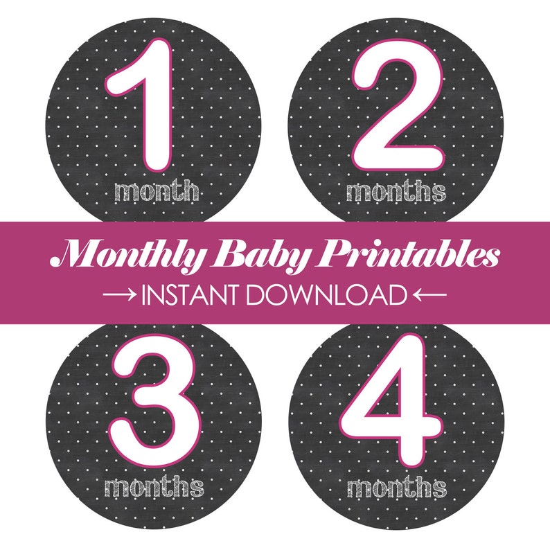 Monthly Baby Stickers Printable Baby First Year Monthly | Etsy