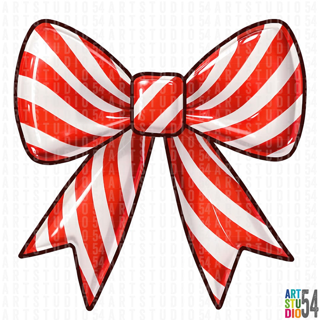 Candy Cane Christmas Stripe Bow Clip Art - Personal and Commercial Use ...