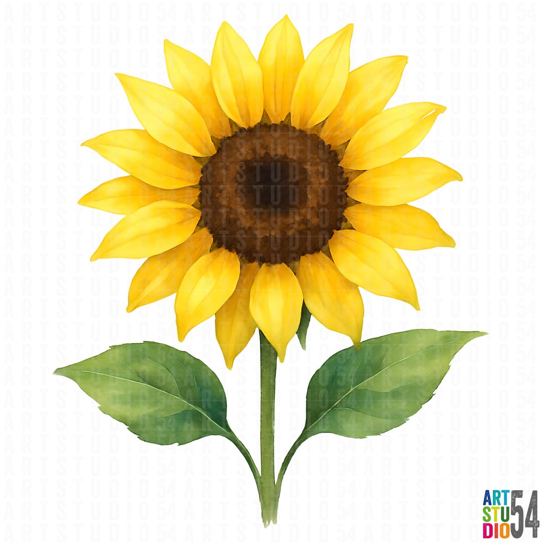 Yellow Sunflower Watercolor Clip Art - Personal and Commercial Use ...