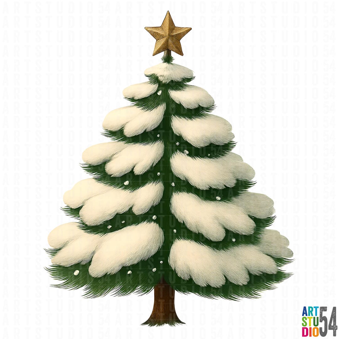 Snowy Christmas Tree Clip Art - Personal and Commercial Use ...