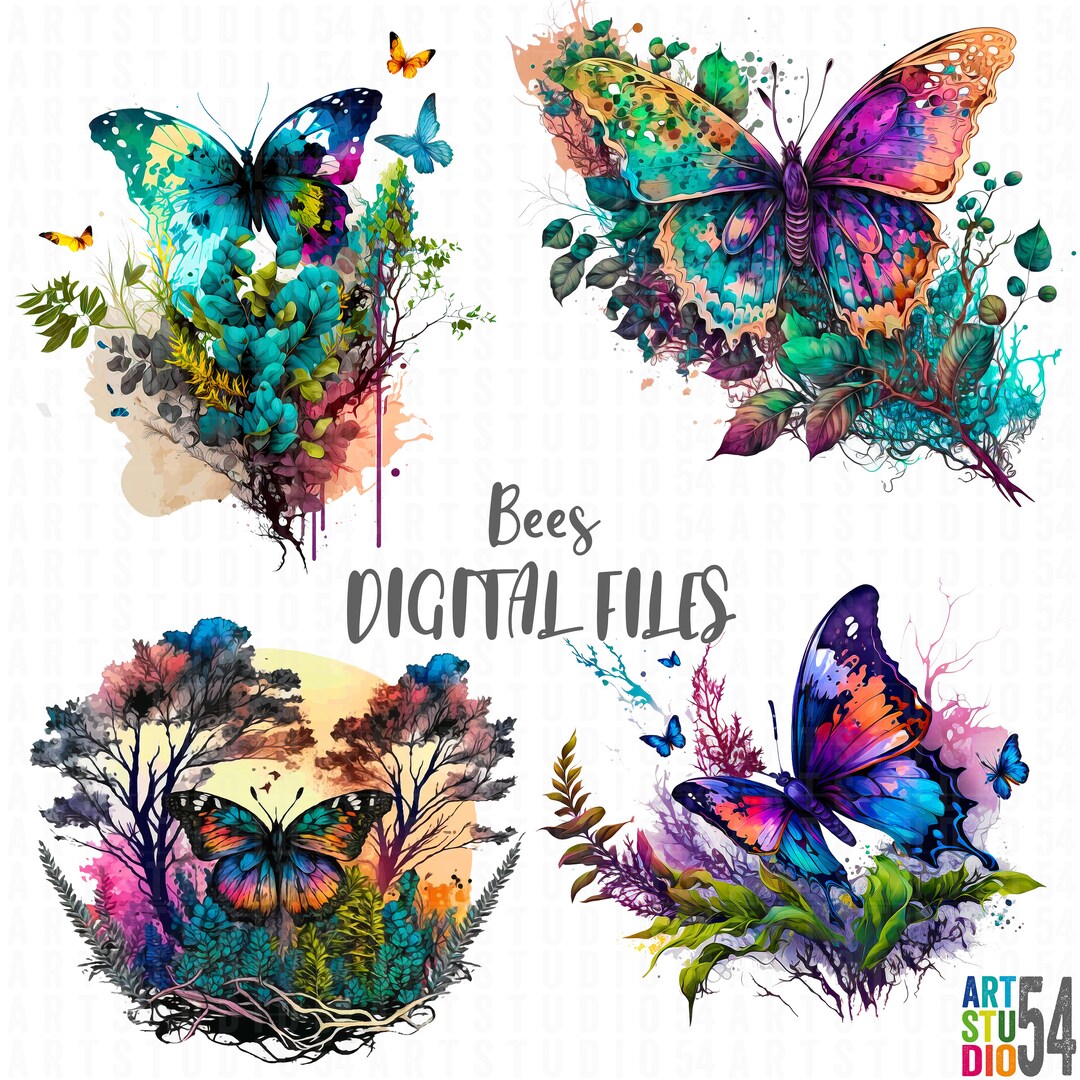 Butterfly Watercolor Style Png Digital File - Clip Art - Personal and ...