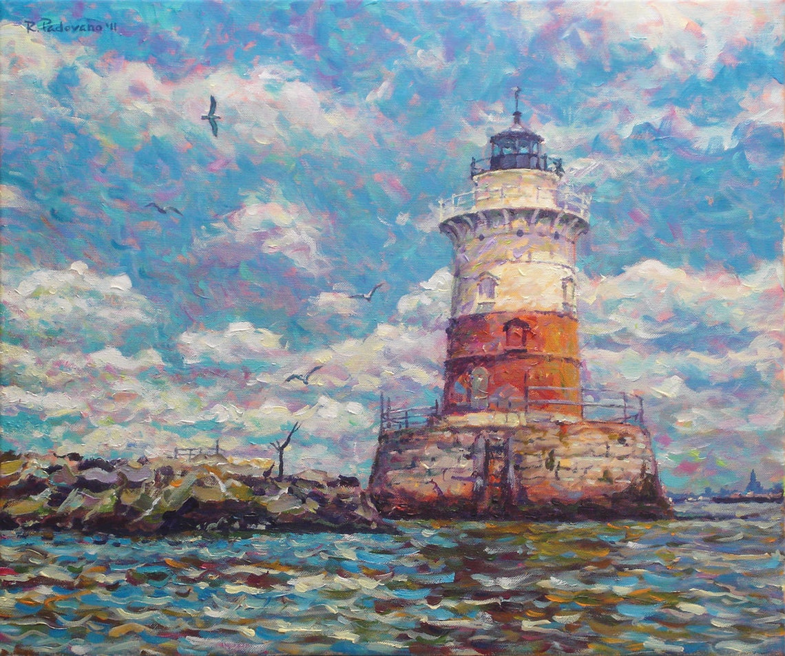 Robbins Reef Lighthouse and Blue Skies, - Fine Art Giclée Print of an ...