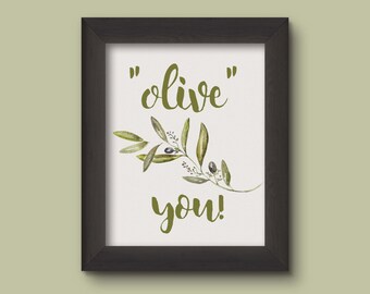 Olive You More Printable, Olive, Funny Wall Art, Printable Art, Digital ...
