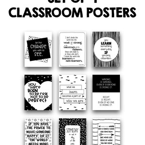 Classroom Wall Decor, School Art Prints, Black and White Typography ...