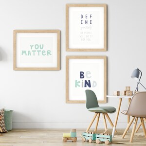 Inspirational Art Prints, Mint and Navy Classroom Decor, Playroom ...