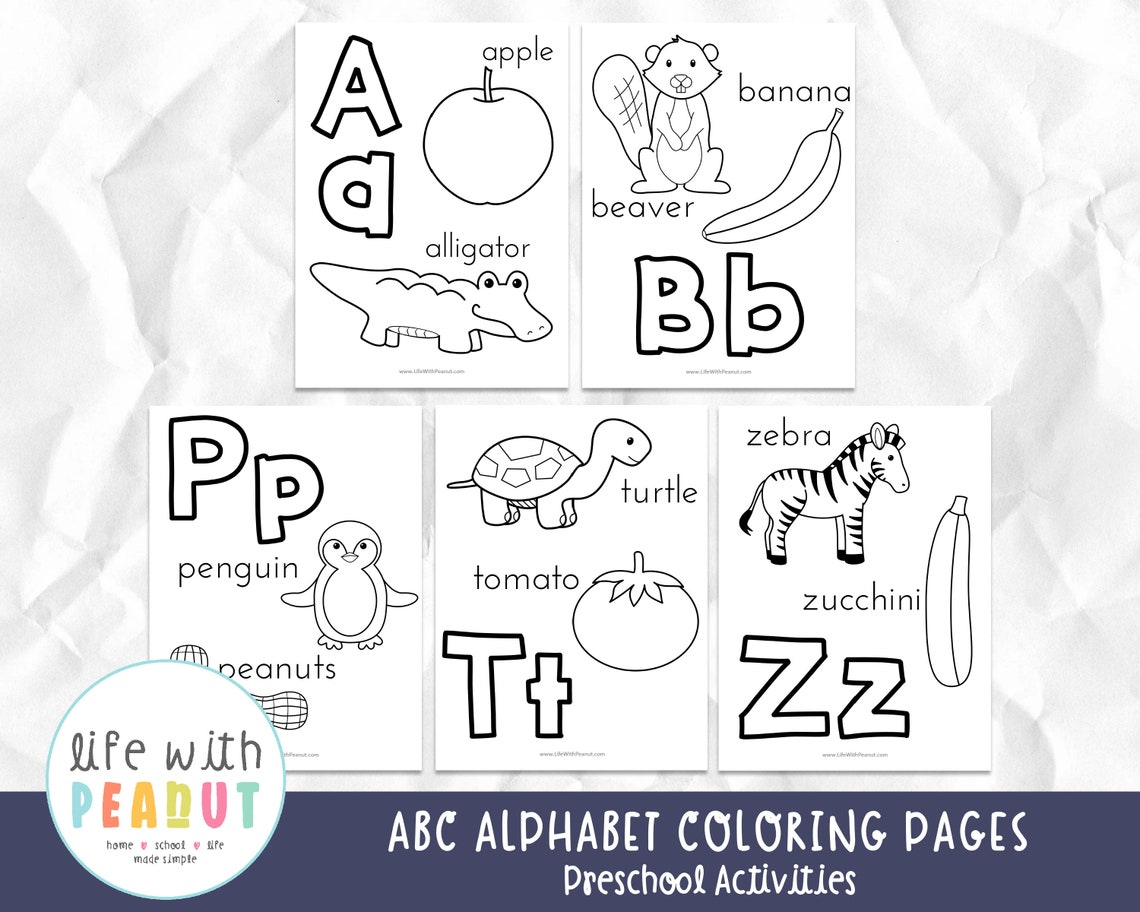 ABC Alphabet Coloring Pages Preschool Activity Kindergarten | Etsy