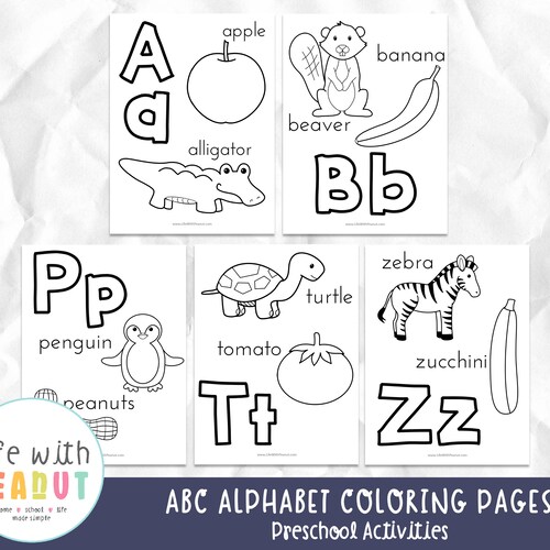 ABC Alphabet Coloring Pages Preschool Activity Kindergarten | Etsy