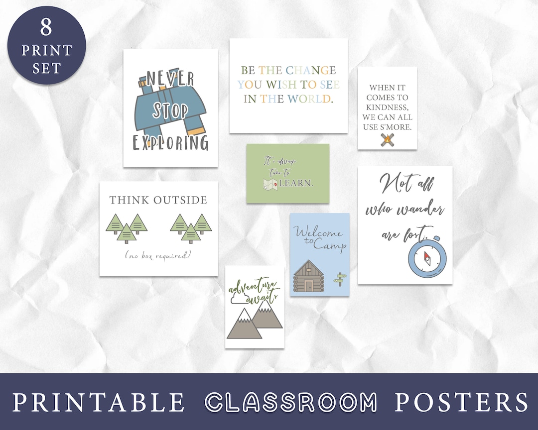 Camping Theme Classroom Decor, Camp Quotes, Camping Art Prints ...