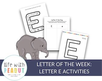 Letter of the Week E- Toddler Learning Activities- Digital Download ...