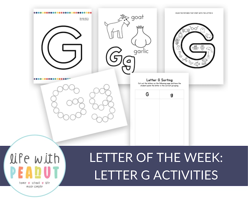 Letter G Activities For Letter Of The Week Preschool Etsy