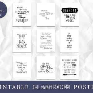 Classroom Wall Decor, School Art Prints, Black and White Typography ...