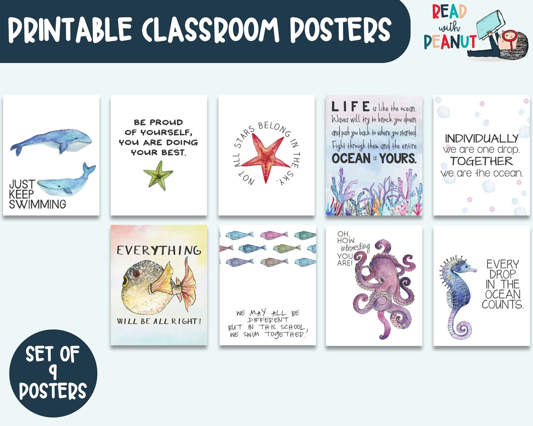 Growth Mindset Classroom Decor, Ocean Classroom Art Prints, Classroom ...