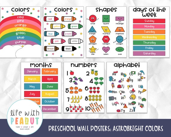 Preschool Wall Posters Astrobright Classroom Decor Learn - Etsy