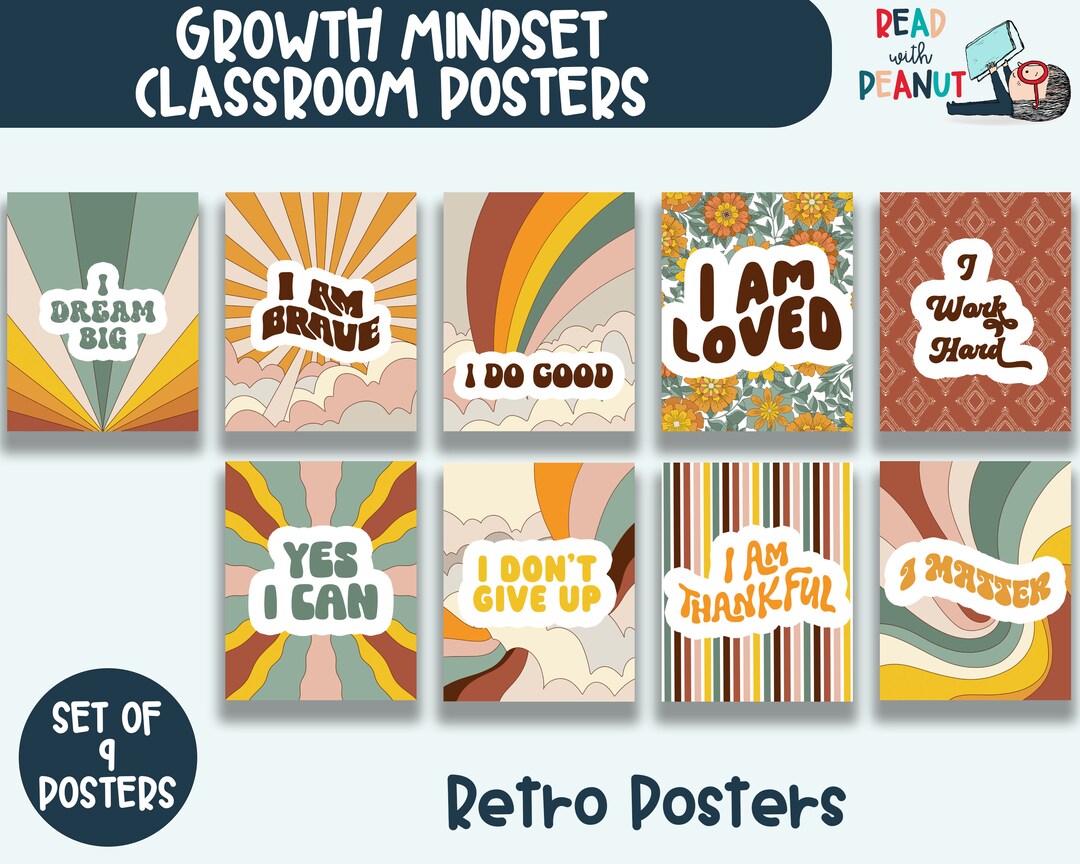 Retro Growth Mindset Posters for Classroom, Homeschool Room, Home ...