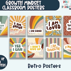 Retro Growth Mindset Posters for Classroom, Homeschool Room, Home ...