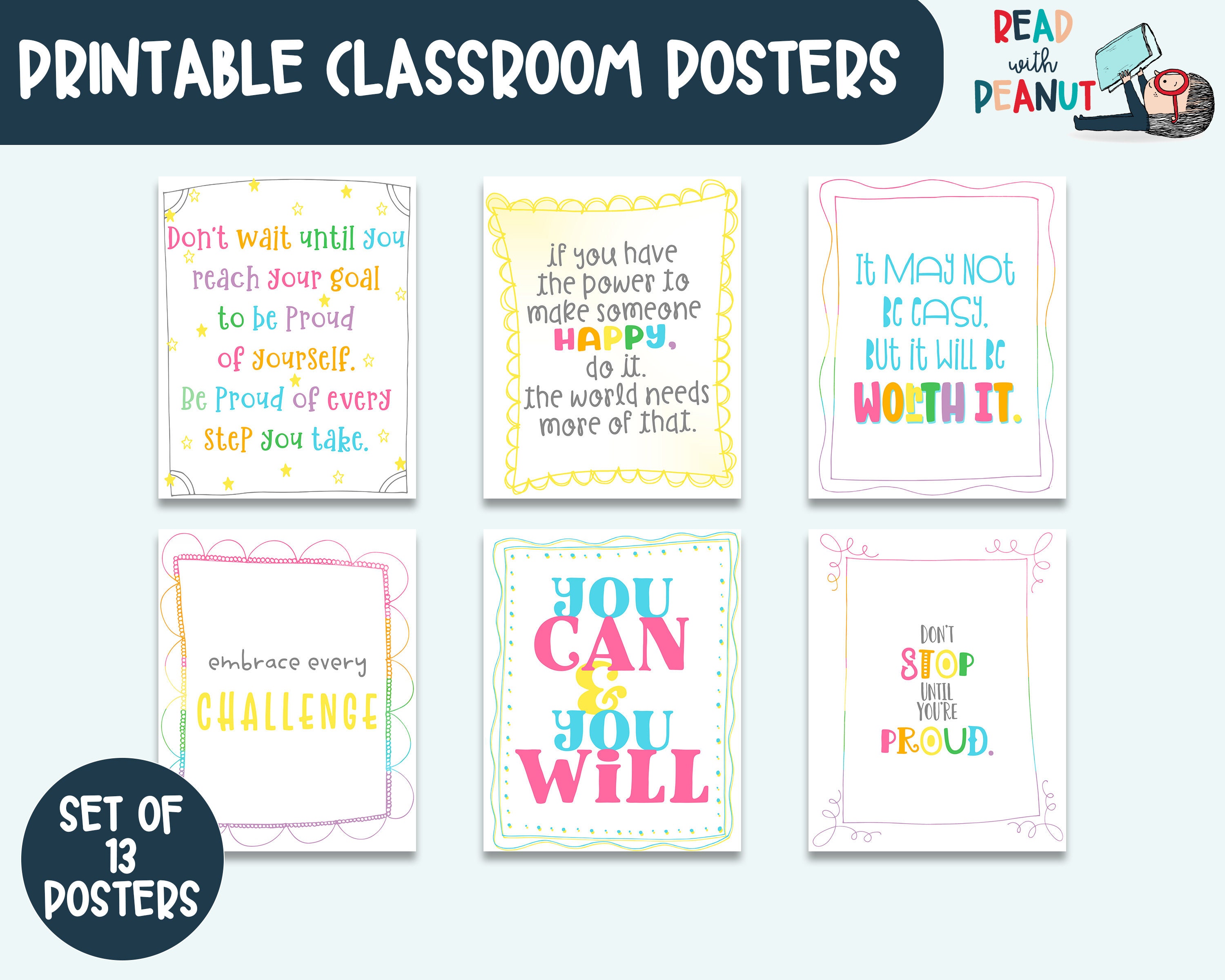 Growth Mindset Classroom Decor, Astrobright Classroom Wall Art, Prints ...