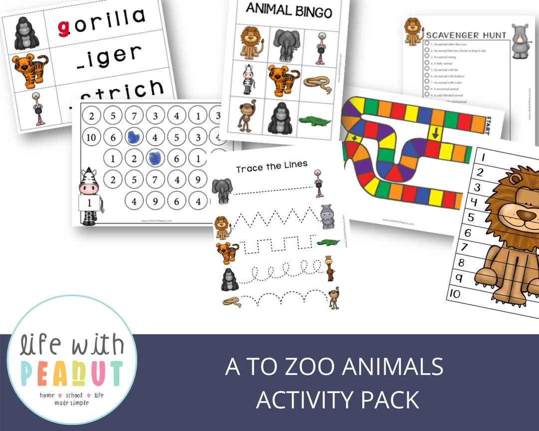 A to Zoo Animal Activity Pack, Kindergarten, Preschool Activities ...
