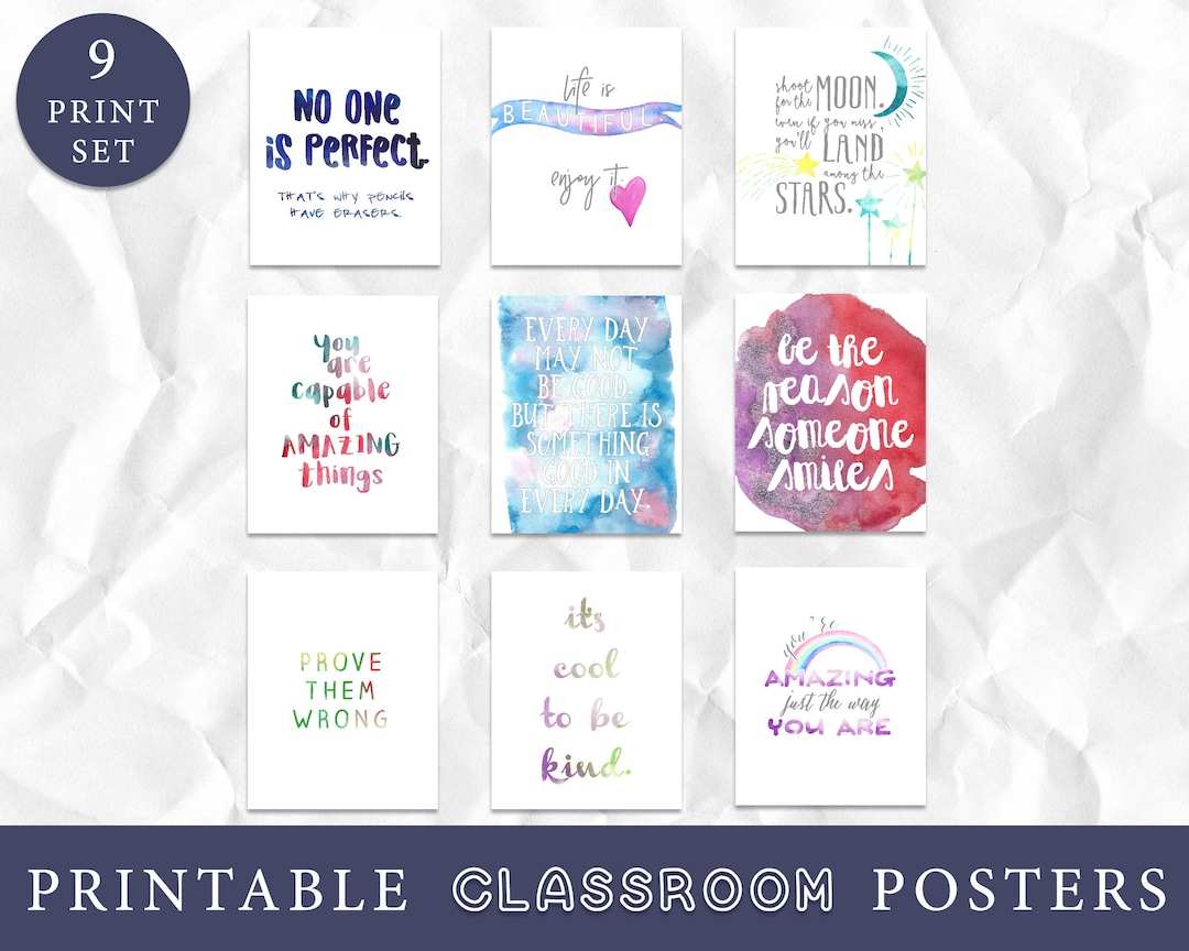 Growth Mindset Classroom Decor, Watercolor Classroom Decor Art Prints ...