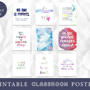 Growth Mindset Classroom Decor, Watercolor Classroom Decor Art Prints ...