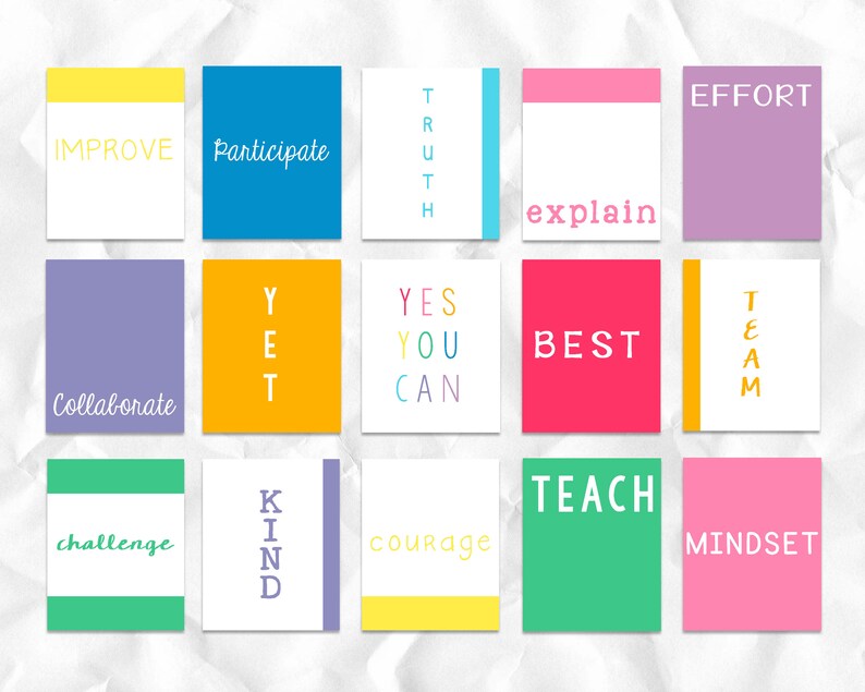 Growth Mindset Classroom Art Prints Student Power Words | Etsy