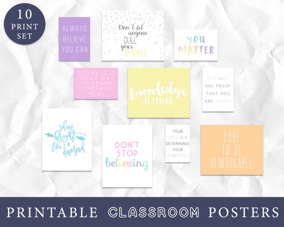 Inspirational Art Prints for Classroom Pastel Classroom | Etsy