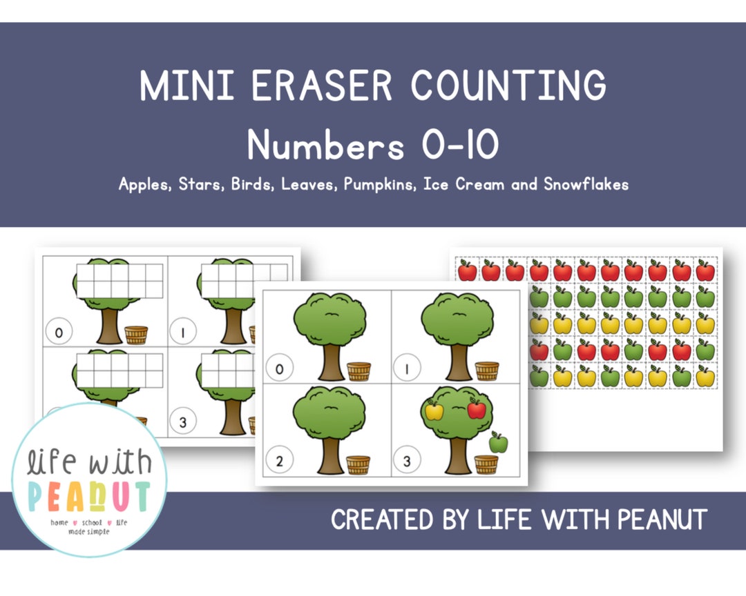 Mini Eraser and Ten Frame Counting Cards, Preschool Curriculum ...