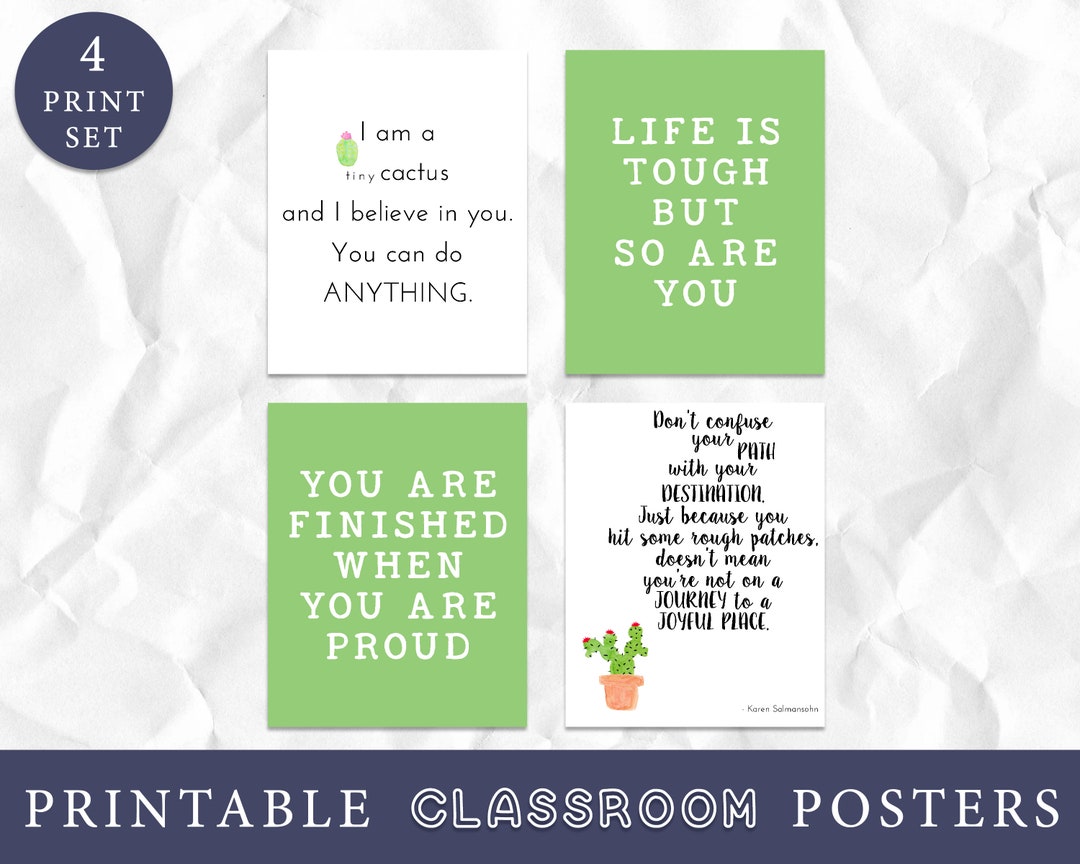 Growth Mindset Classroom Art Prints, Cactus Classroom Wall Art, Teacher ...