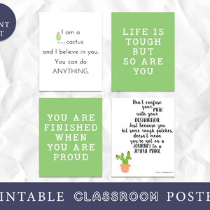 Growth Mindset Classroom Art Prints, Cactus Classroom Wall Art, Teacher ...