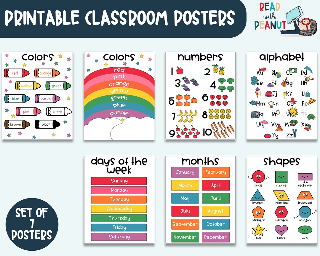 Preschool Wall Posters, Astrobright Classroom Decor, Learn Alphabet ...