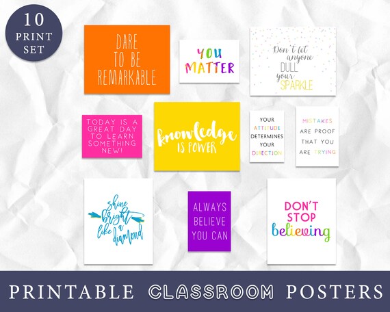 Inspirational Art Prints Classroom Decor Playroom Art | Etsy