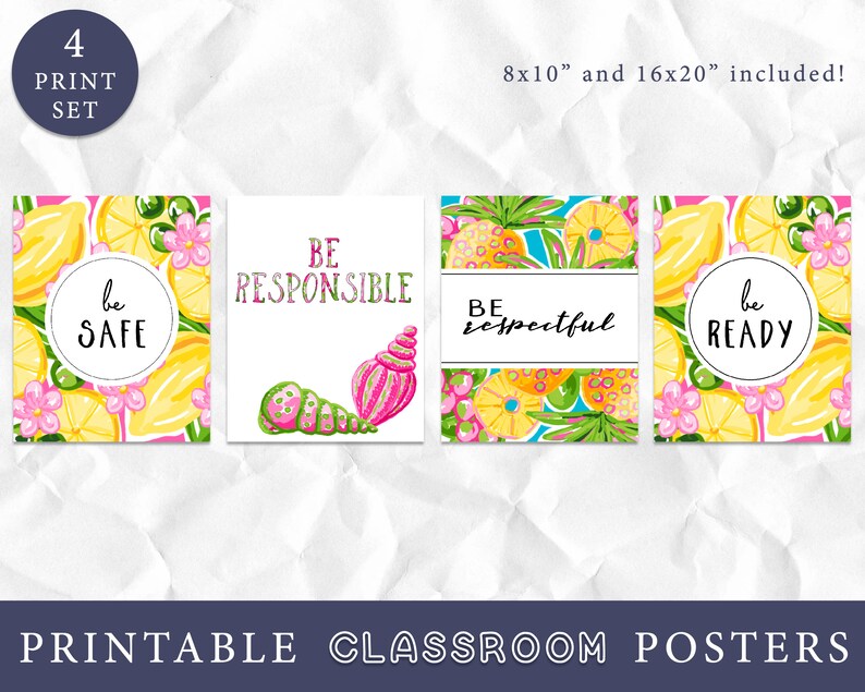 BUNDLE Growth Mindset Tropical Classroom Wall Art Classroom | Etsy