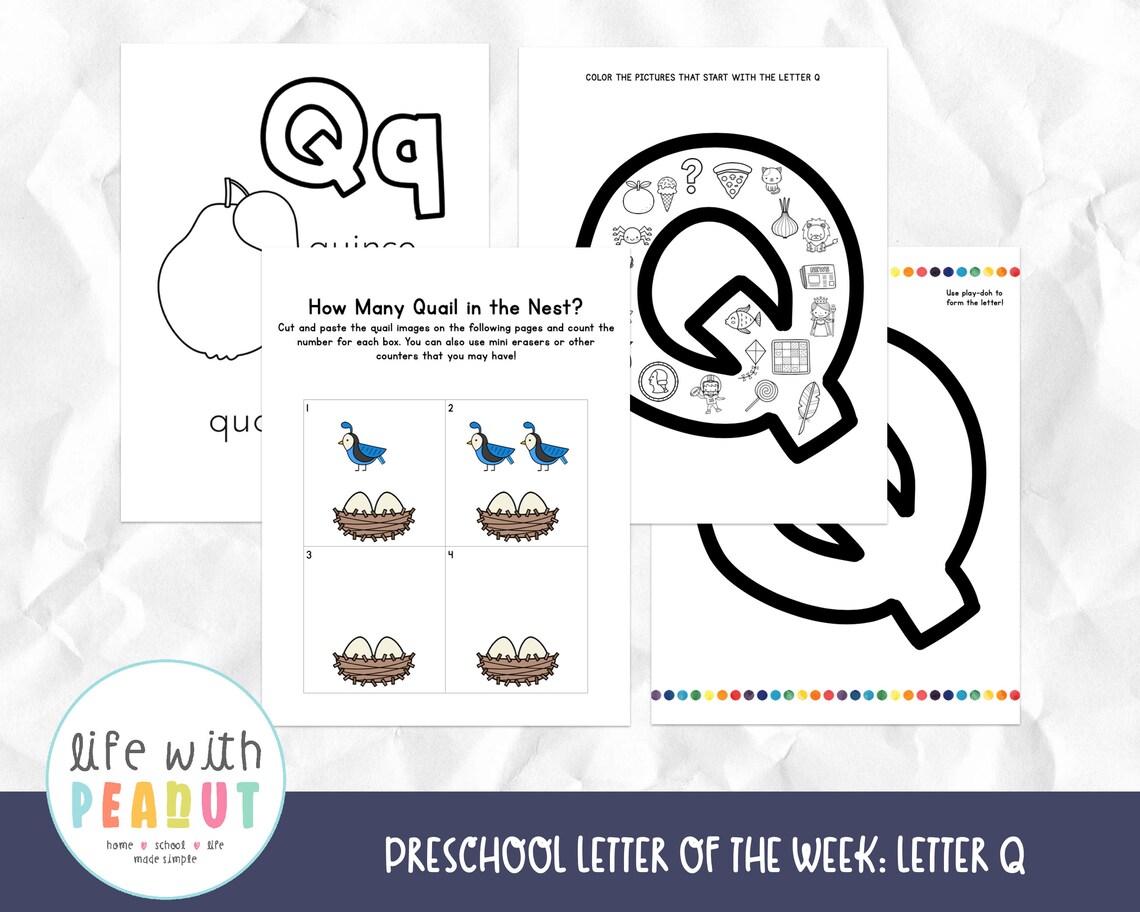 Preschool Letter of the Week Curriculum Letter Q Activities | Etsy