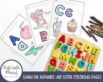 ABC Alphabet Coloring Pages Preschool Activity Kindergarten - Etsy