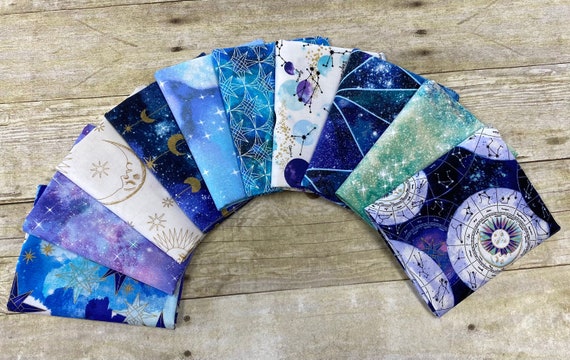 1 Yard Magical Galaxy Celestial Stars & Planets Metallic White from 3 ...