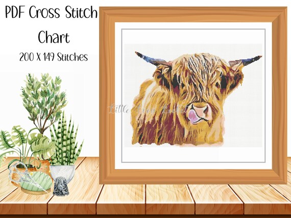 Counted CROSS STITCH Chart PDF Highland Cow Chart Only - Etsy