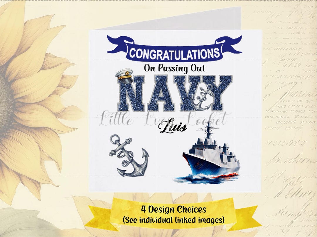 NAVY Passing Out Card-personalised-4 Design Choices-sailor Passing Out ...