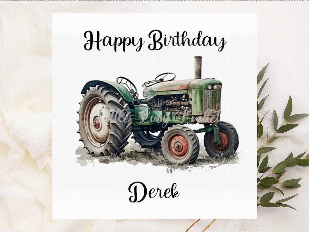 Tractor Birthday Card-personalised-watercolour TRACTOR Birthday Card ...