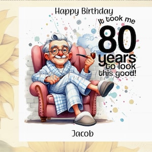 80th Birthday Card-personalised-male 80th-4 Design Choices-funny Age ...
