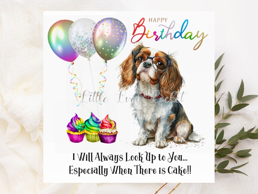 Cavalier King Charles Spaniel Birthday Card: Rainbow Cupcakes ...