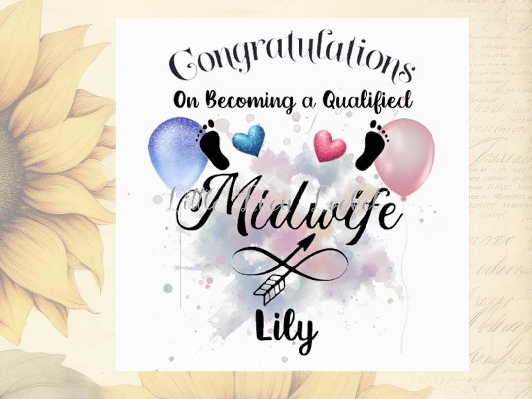 MIDWIFE Congratulations Card-new Job-you Passed-qualification-midwifery ...