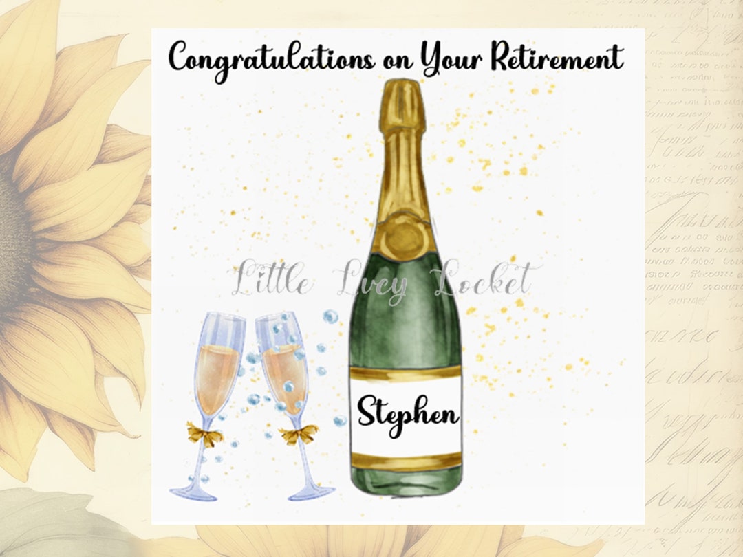Personalised-retirement Card-champagne Card to Celebrate Retirement ...
