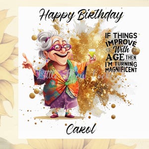 4 Design Choices-funny Old Lady-personalised Birthday Card-turning ...