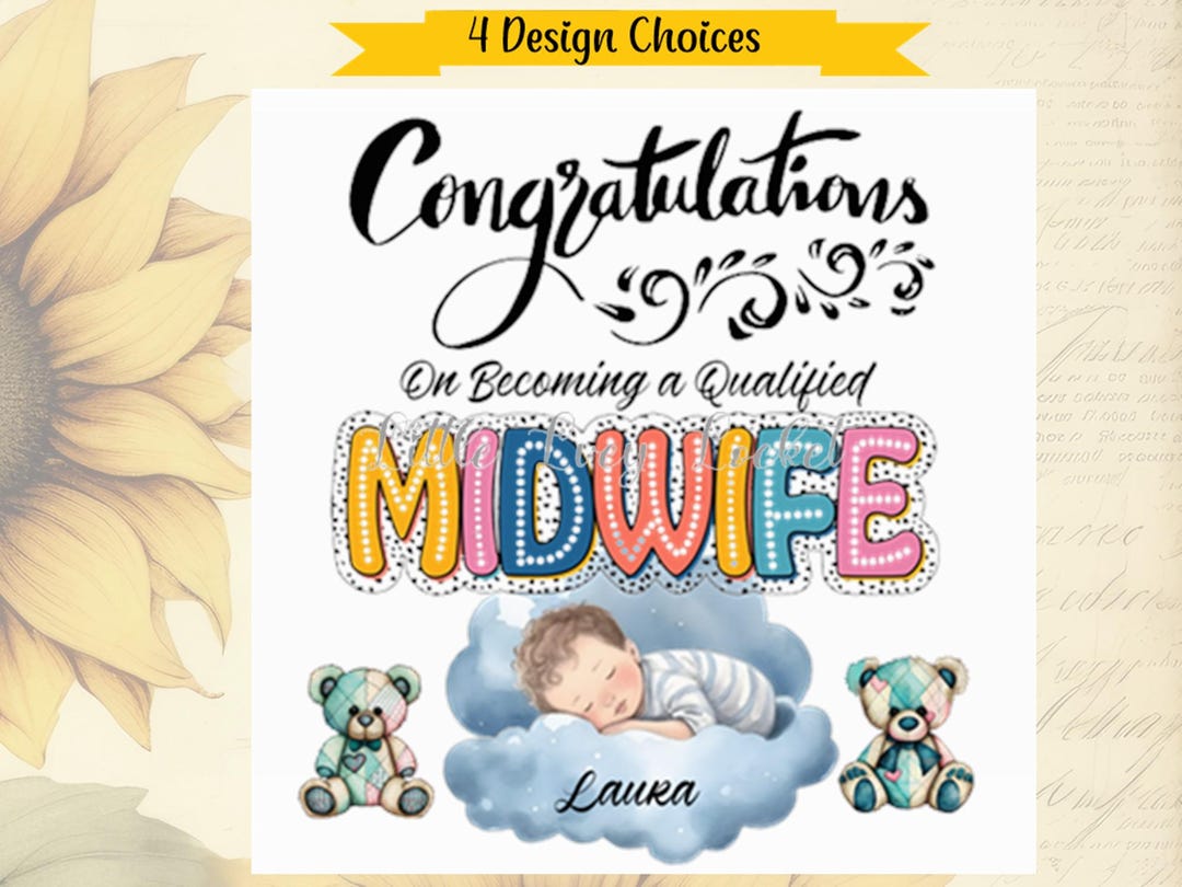 4 Design Choices-midwife Congratulations Card-personalised-newly ...