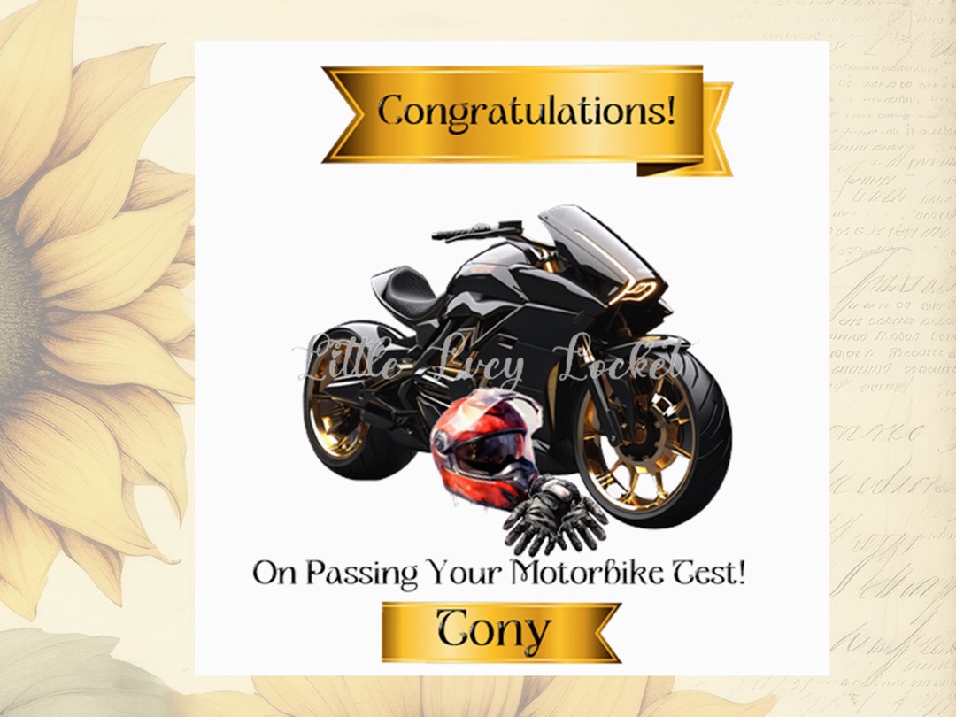 Motorbike Test Card-personalised-congratulations You Passed-motorcycle ...