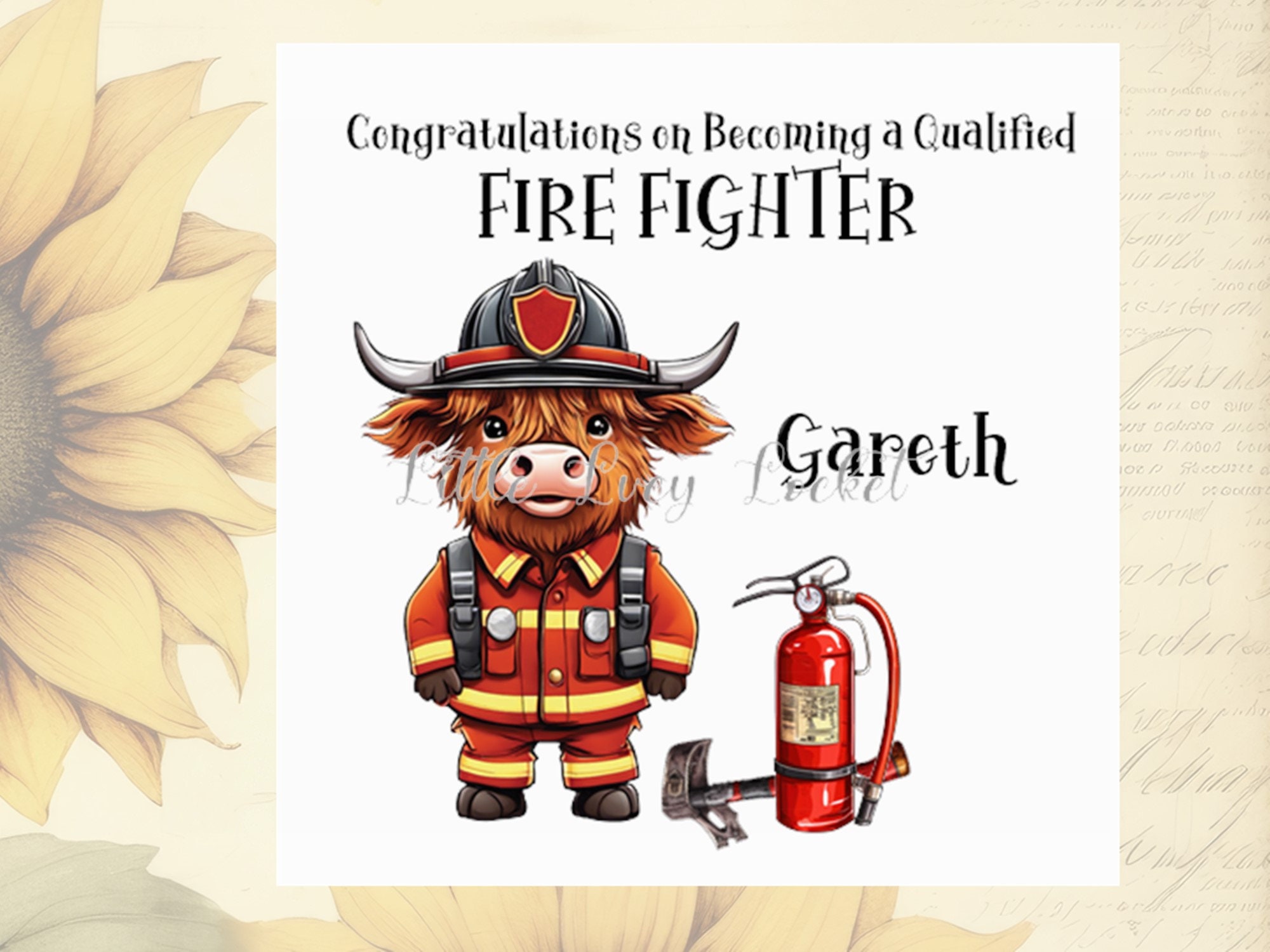 FIRE FIGHTER Congratulations Card-new Job-you Passed-trained Fireman ...