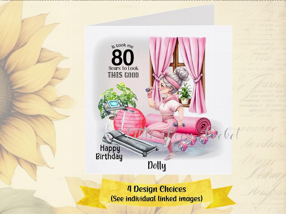 80th Birthday Card-personalised-female 80th-4 Design Choices-fun Age ...